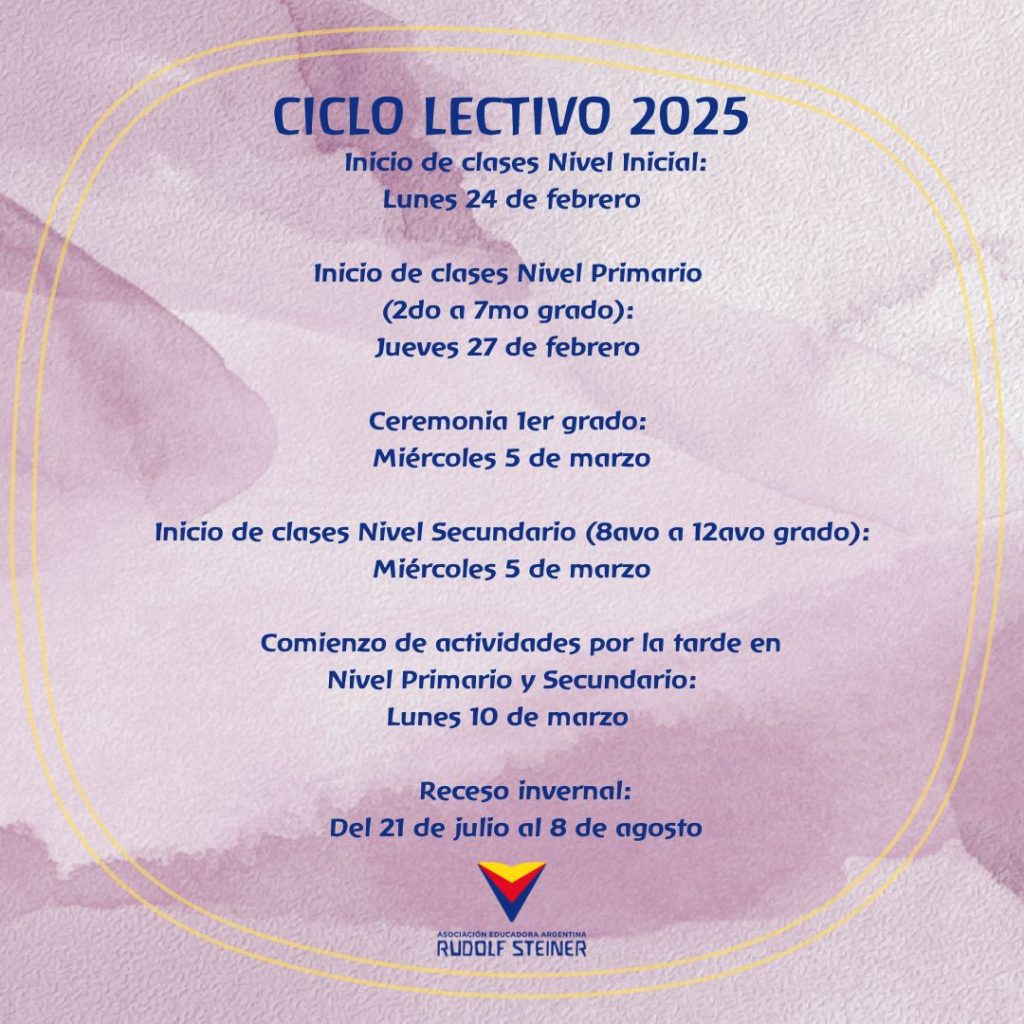 Ciclo Lectivo 2025 - Asociación Educadora Argentina Rudolf Steiner